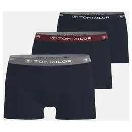 Boxershorts Tom Tailor "Buffer", Herren, Gr. L, blau (blau, dunkel, multicolor1), Single Jersey, Obermaterial: 95% Baumwolle, 5% Elasthan, unifarben, bequem, Unterhosen, weich, bequem, basic, eng, Logobund, Baumwollmix