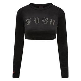 Fubu Damen Longsleeve &raquo; Damen FW224-018-1 Old English Rhinestone Velours LS black&laquo; 1 Stk. XS