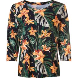 CR&Eacute;ATION L Damen Print-Shirt mit 3/4-&Auml;rmeln schwarz-bedruckt Gr&ouml;&szlig;e 36
