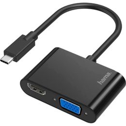 Hama USB-Adapter &raquo;Video-Adapter 2in1 USB-C-Stecker-VGA & HDMI -Buchse Ultra-HD 4K&laquo; USB-C zu HDMI VGA 10 cm schwarz Exzellente &Uuml;bertragungsqualit&auml;t d. 