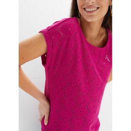 bonprix Damen bonprix T-Shirt Oversize-Passform, mit Lochstickerei-Muster, elastisches Material 40/42 (M)