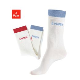 Copenhagen Studios Damen Tennissocken Packung, 2 Paar tlg. mit kontrastfarbenem Bund wei&szlig; 35-38
