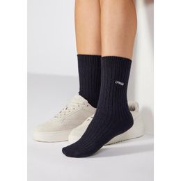 Copenhagen Studios Damen Basicsocken 1 Paar tlg. gerippt mit Logo Stickerei 43-46