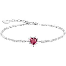 Thomas Sabo Damen Thomas Sabo Armband &raquo;Romance Herz-Armband&laquo; mit Rubin (synth.), Zirkonia (synth.) rot