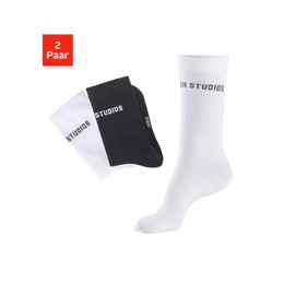 Copenhagen Studios Damen Tennissocken Packung, 2 Stk. tlg. ohne Frottee schwarz-wei&szlig; 35-38