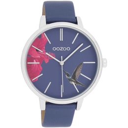 Oozoo Damen Oozoo Quarzuhr Armbanduhr, Damenuhr, Lederarmband, Kolibri blau