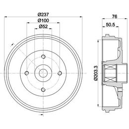 Hella Bremstrommel 8DT 355 302-761 hinten rechts links f&uuml;r RENAULT TRUCKS 8200276843 432021782R 8200584555
