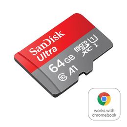 Sandisk Speicherkarte &raquo;microSDXC Ultra, + SD-Adapter f&uuml;r Chromebooks&laquo; (64 GB Class 10 140 MB/s Lesegeschwindigkeit) grau A1-Einstufung f&uuml;r schnelleres Laden 
