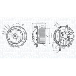 MAGNETI MARELLI Innenraumgebl&auml;se 069412777010 &Oslash;153mm 153mm f&uuml;r VAG 5Q1819021A 5Q1819021C 5Q1819021G