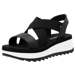 Rieker Sport Damen RIEKER Sport Plateausandale Riemchensandalette, Sommerschuh, Schlupfschuh mit Gummiz&uuml;gen schwarz 41