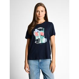 T-Shirt Tom Tailor, Damen, Gr. S, sky captain blau, Single Jersey, Obermaterial: 100% Baumwolle, bedruckt, regular fit normal, Rundhals, gerader Abschluss, Shirts T-Shirt, mit Print