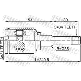 FEBEST Gelenksatz, Antriebswelle 1011-J300LH vorne links 83mm f&uuml;r GENERAL MOTORS 13318014 13334689 13334701