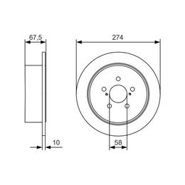 Bosch Bremsensatz, Scheibenbremse ijf1412s54 Hinterachse voll 274mm 10mm f&uuml;r LAND ROVER Subaru LEXUS