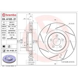 Brembo Bremsscheibe 09.A183.21 vorne rechts links bel&uuml;ftet 360mm f&uuml;r DODGE CHRYSLER 5290537AA 05290537AD 5290537AB