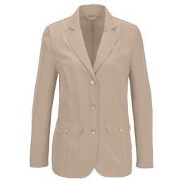 Blusenblazer Classic Basics "Blazer", Damen, Gr. 40, beige, 100% Polyester, Blazer Blusenblazer