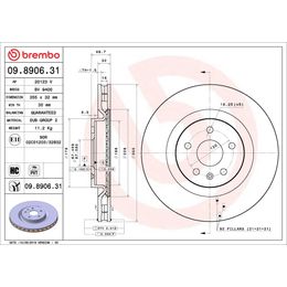 Brembo Bremsscheibe COATED DISC LINE 09.8906.31 vorne rechts links bel&uuml;ftet 355mm f&uuml;r CHEVROLET 92213817 92245928 22798838