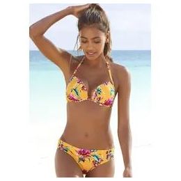 Push-Up-Bikini-Top Sunseeker "Modern", Damen, Gr. 42, Cup B, gelb (gelb, bedruckt), Polyamid, bedruckt, floral, Bikini-Oberteile, mit Blumenprint