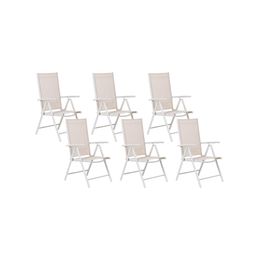 Beliani 6er-Set Gartenstuhl CATANIA in Beige/Wei&szlig; | Gr.: onesize