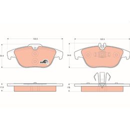 TRW Bremsbelagsatz, Scheibenbremse GDB1738 hinten rechts links f&uuml;r DAIMLER MERCEDES-BENZ A005420432041 005420432041 A0054200720