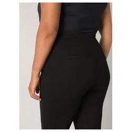 Jerseyhose Base Level Curvy, Damen, Gr. 52, N-Gr, schwarz, Web, Obermaterial: 65% Viskose, 30% Nylon, 5% Elasthan, unifarben, regular fit lang, Hosen Jerseyhose, mit Umschlagsaum