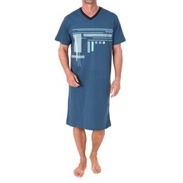 Normann Kurzarm Nachthemd Frontprint in blau | Gr.: 48-50