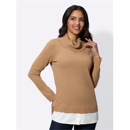 Sieh an! 2-in-1-Pullover in camel-wei&szlig; | Gr.: 46