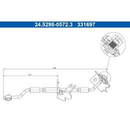 ATE Bremsschlauch 24.5298-0572.3 vorne rechts f&uuml;r HYUNDAI KIA 58732-D3000 58732-D3500
