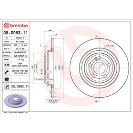 Brembo Bremsscheibe 08.D983.11 hinten rechts links voll 330mm f&uuml;r MERCEDES-BENZ A1674238700 1674238700