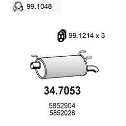 Asso Endschalld&auml;mpfer 347053 f&uuml;r Vaughall Opel