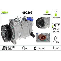 Valeo Kompressor, Klimaanlage 690209 12V f&uuml;r SKODA VW SEAT CUPRA (SVW) AUDI (FAW) L4M0820803 8K0260805N 4GD260805B