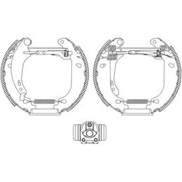 Hella Bremsbackensatz Shoe Kit Pro 8DB 355 004-531 hinten rechts links vormontiert f&uuml;r RENAULT FORD YS6J2200AA 7701205758 1417551