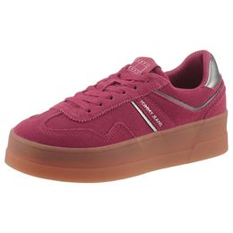 Tommy Jeans Damen Plateausneaker &raquo;THE GREENWICH FLATFORM ELEVATED&laquo; , Schn&uuml;rschuh, Freitzeitschuh, Halbschuh mit Logo-Aufn&auml;her rot 39