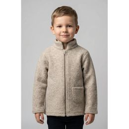 MaxiMo M&auml;dchen MaxiMo Fleecejacke aus Wolle, w&auml;rmend, atmungsaktiv, hoher Kragen, gef&uuml;ttert beige 98/104