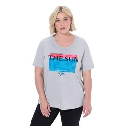 Ulla Popken Shirt in hellgrau m&eacute;lange | Gr.: 50-52