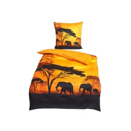 Traumschlaf Bettw&auml;sche Afrika in gelb | Gr.: 135 x 200 + 80 x 80 cm