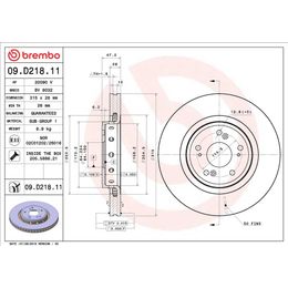 Brembo Bremsscheibe COATED DISC LINE 09.D218.11 vorne rechts links innenbel&uuml;ftet 315mm f&uuml;r HONDA 42251T1GG00 45251T1GG00 45251T1GG01