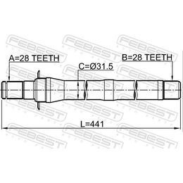FEBEST Antriebswelle 1212-IX35MT6 vorne rechts f&uuml;r HYUNDAI 49560-2S150