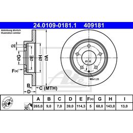 ATE Bremsen-Set VA + HA SIZW2N9E07 Bremsensatz, Scheibenbremse vorne hinten rechts links bel&uuml;ftet 265mm f&uuml;r MAZDA B45G-26-251A B45A-33-251A B4Y0-26-48