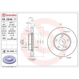 Brembo Bremsscheibe COATED DISC LINE 09.C648.11 vorne rechts links bel&uuml;ftet 277mm f&uuml;r TOYOTA 4351202330