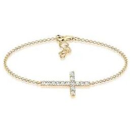 Armband Elli "Kreuz mit Kristallen von Swarovski 925 Sterling Silber", wei&szlig; (gold), Armb&auml;nder, Damen, 16cm,mit Steinen, Silber 925 (Sterlingsilber), Armband
