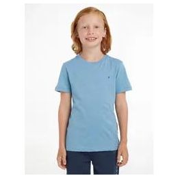 T-Shirt Tommy Hilfiger "BOYS BASIC CN KNIT", Jungen, Gr. 3/98, blau (schwarz allure heather), Obermaterial: 100% Baumwolle, meliert, Basic, Basic schmal, Rundhals, Shirts T-Shirt, Kinder Kids Junior MiniMe