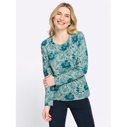 Sieh an! Rundhals-Shirt in mint-aquapetrol-bedruckt | Gr.: 54