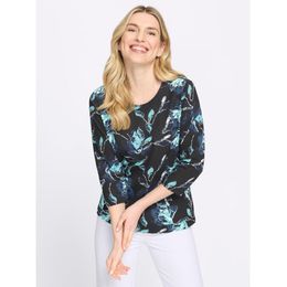 Sieh an! 3/4-Arm-Shirt in schwarz-aquamarin-bedruckt | Gr.: 42