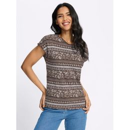 Sieh an! Kurzarm-Shirt in schoko-beige-bedruckt | Gr.: 40