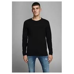 Jack & Jones Longsleeve JACK & JONES "BASIC TEE", Herren, Gr. XL, schwarz, Jersey, Obermaterial: 100% Baumwolle, normal normal, Rundhals, gerader Abschluss, Shirts