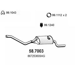 Asso Endschalld&auml;mpfer 58.7003 f&uuml;r VW AUDI 871253609L 871253609J 867253609AG