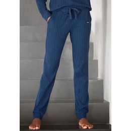 Lascana Damen Lascana Homewearhose Lounge-/ Strickhose mit praktischen Taschen, Loungewear blau 36/38, N-Gr