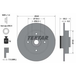 TEXTAR Bremsscheibe PRO 92202103 hinten rechts links voll 249mm f&uuml;r PEUGEOT CITRO&Euml;N VAUXHALL OPEL 1613500780 3648487 ZQ51014280