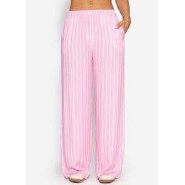SASSYCLASSY Gestreifte Hose mit weitem Bein in Rosa | Gr.: L