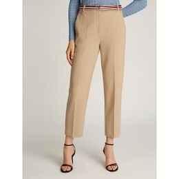 Tommy Hilfiger Damen Webhose &raquo;PUNTO SLIM STRAIGHT PANT&laquo; mit B&uuml;gelfalten, Metalllabel beige 46, N-Gr